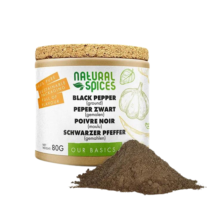 Natural Spices Zwarte peper gemalen 80 gram kopen | DeNotenshop.be